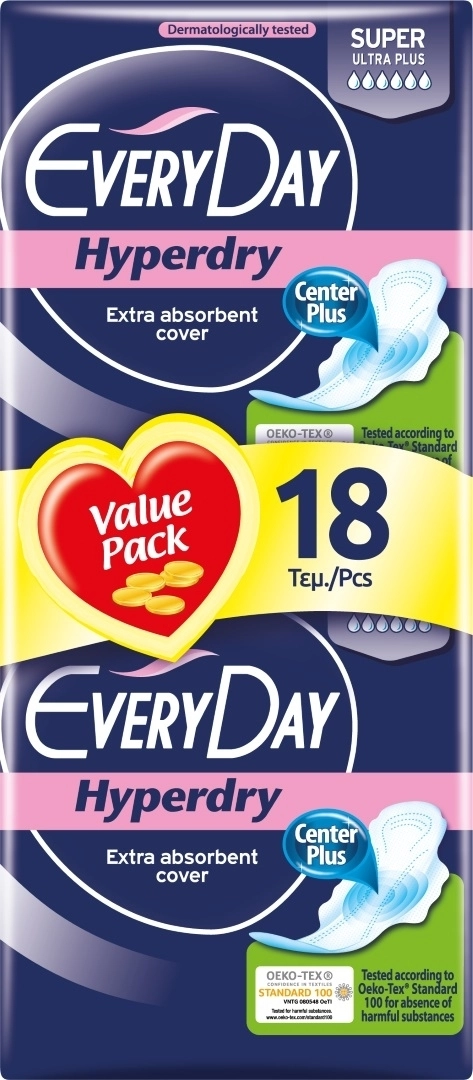 EveryDay Σερβιέτες Hyperdry Ultra Plus Super Economy 18τμχ ...